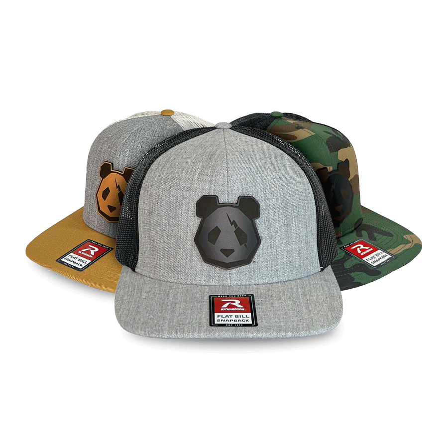 Premium Leather Patch Snap Back Hats (Lightning Bolt Panda Head ...